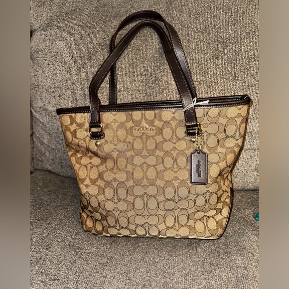 Coach | Bags | Signature Coach Brown Small Tote Bag | Poshmark